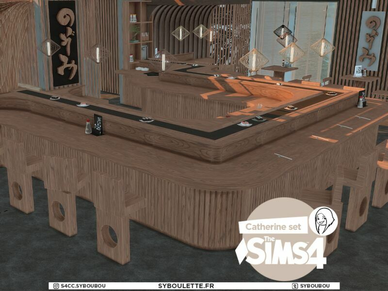 Catherine Sushis Restaurant SET By Syboulette Sims 4 CC Download