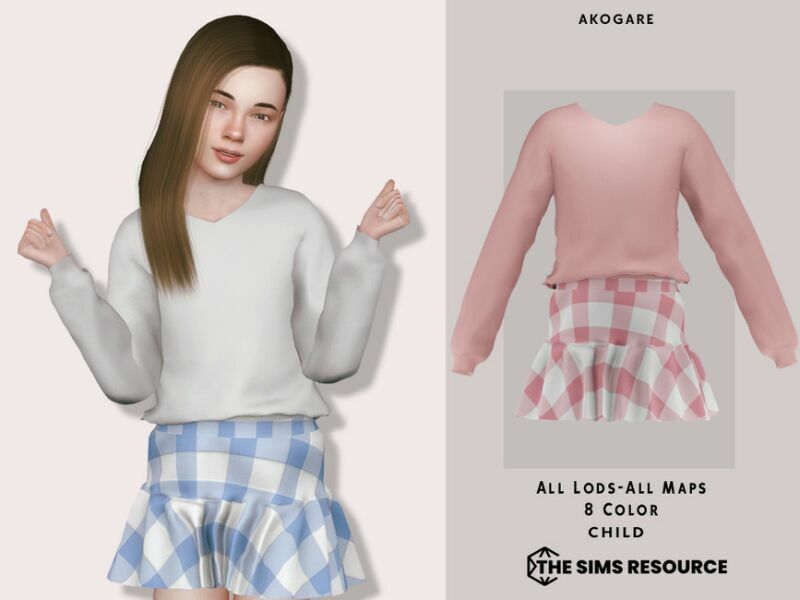 Dress NO.206 By _Akogare_ Sims 4 CC Download