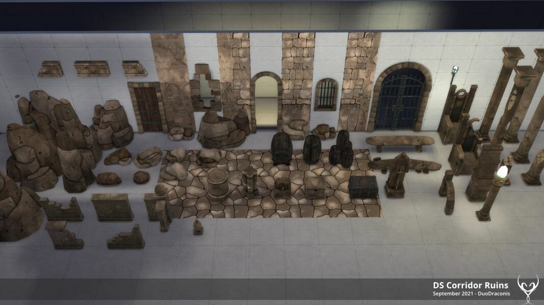 Dungeon KIT – Corridor Ruins By Duodraconis Sims 4 CC Download