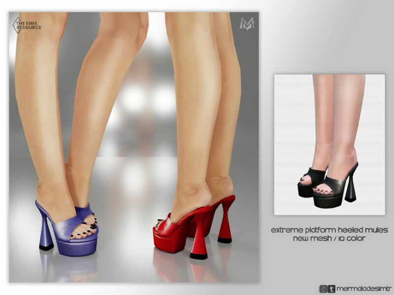 Extreme Platform Heeled Mules S03 By Mermaladesimtr Sims 4 CC Download