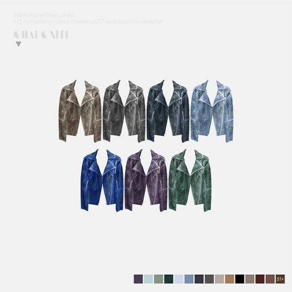 H&M Leather Biker Jacket By Charonlee Sims 4 CC Download