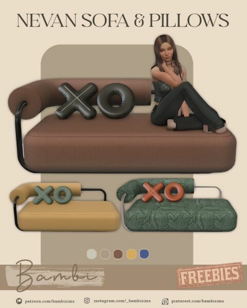 Nevan Sofa And Pillows By Bambisims Sims 4 CC Download