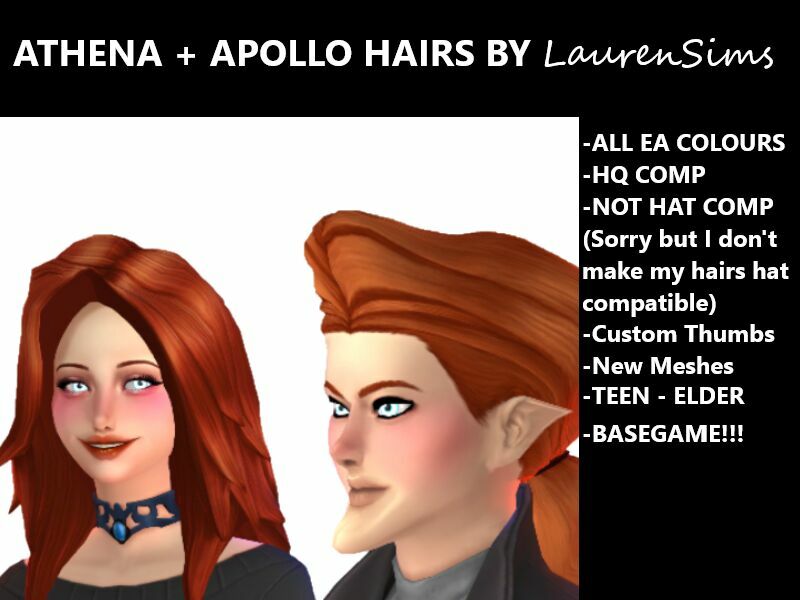 Athena And Apollo Hairs By Laurensims Sims 4 CC Download