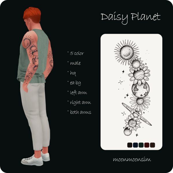 Daisy Planet Tattoo Male By Moonmoonsim Sims 4 CC Download