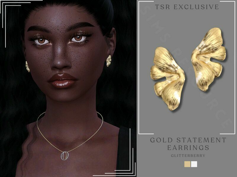 Gold Statement Earrings Sims 4 CC Download