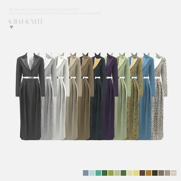 MIU MIU Men’S Tuxedo Jacket & Micro Skirt By Charonlee Sims 4 CC Download