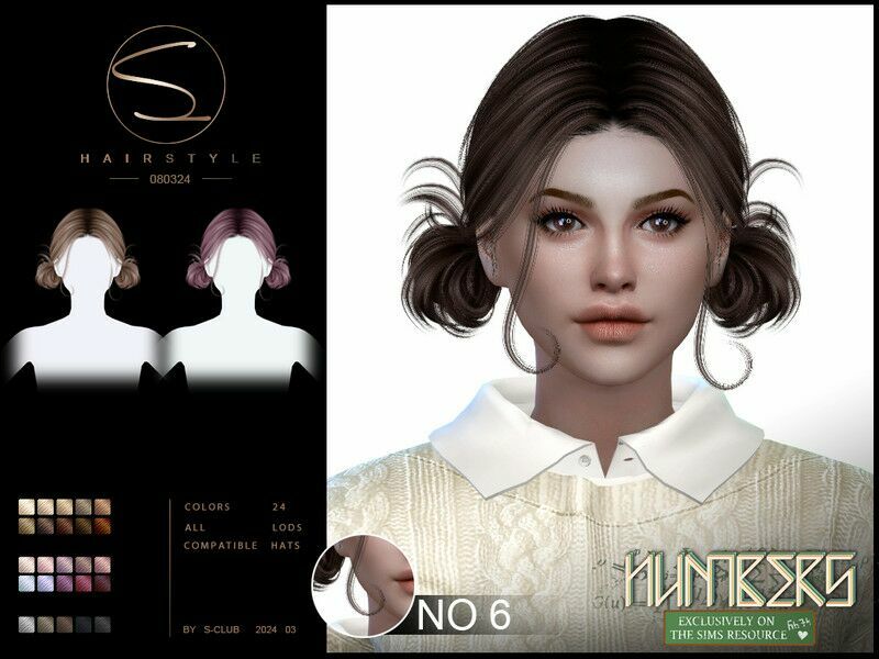 (Numbers Collection)Double Buns Hairstyle 080324 Sims 4 CC Download