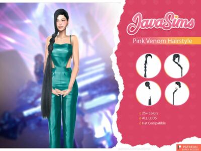[Patreon] – Pink Venom (Hairstyle) By Javasims Sims 4 CC Download