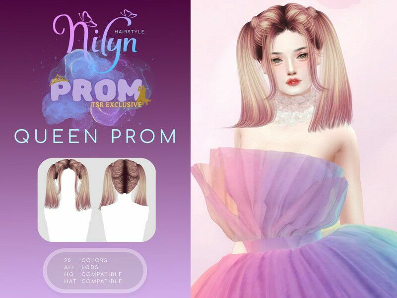 Prom Queen Prom Hair By Nilyn Sims 4 CC Download