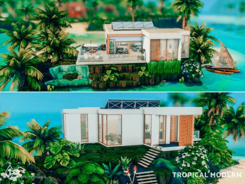 Tropical Modern – OFF The Grid ECO Home Sims 4 CC Download