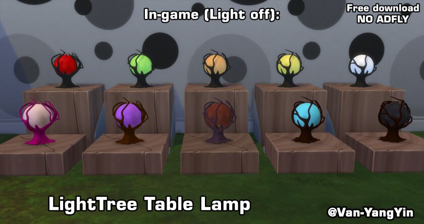 Lighttree Table Lamp (2 Versions) + Spell Paper Sims 4 CC Download