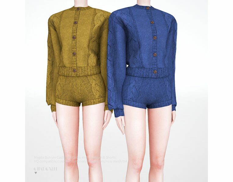 Magda Butrym Cashmere Cable Knit Cardigan & Shorts By Charonlee Sims 4 ...