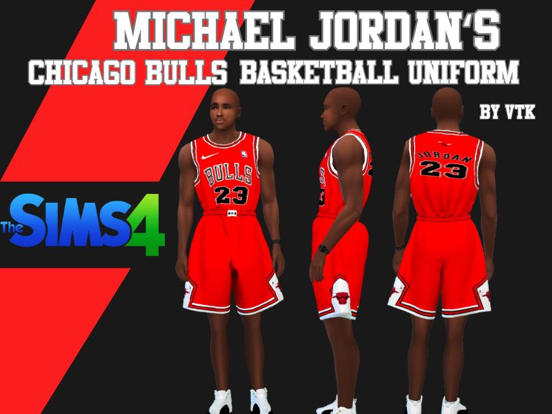 Michael Jordan’s Chicago Bulls Basketball Uniform By VTK Sims 4 CC Download