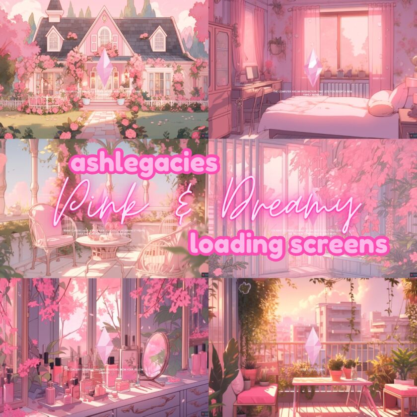 🌸 Pink & Dreamy Loading Screens 🌸 Sims 4 CC Download
