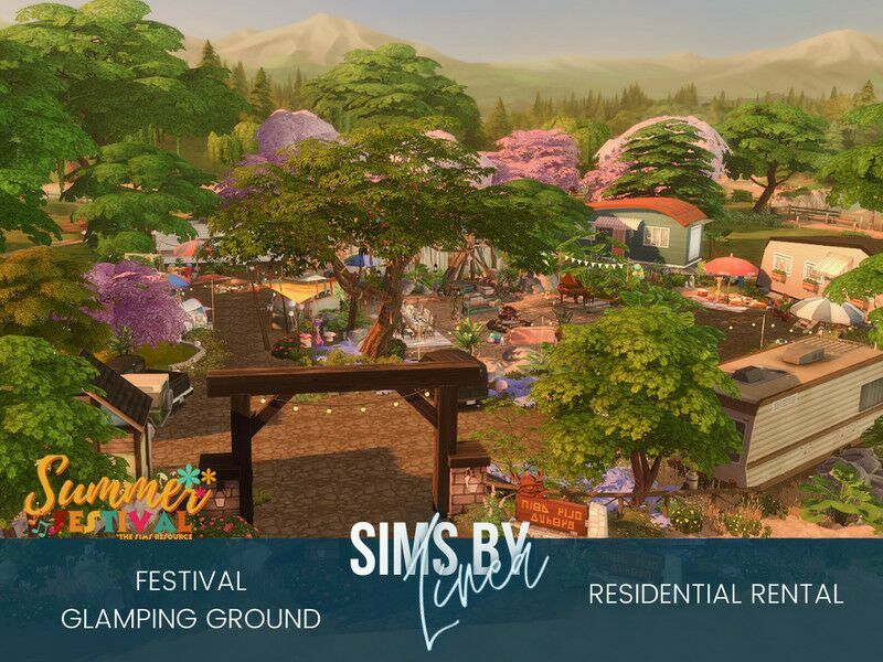 (Summer Festival) Glamping Ground By Simsbylinea Sims 4 CC Download