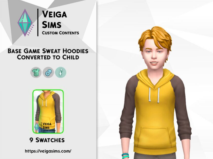 Base Game Sweat Hoodies Converted For Child Sims 4 CC Download