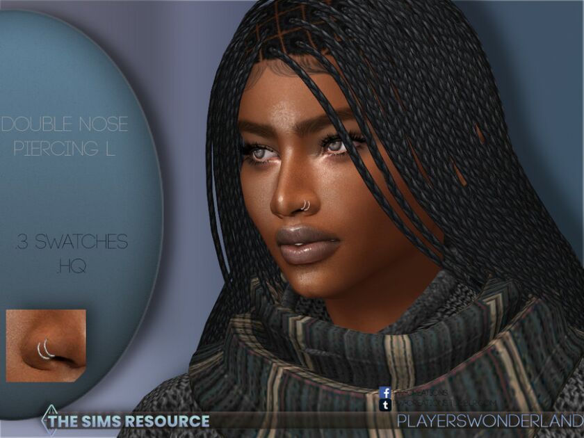 Double Nose Piercing L By Playerswonderland Sims 4 CC Download