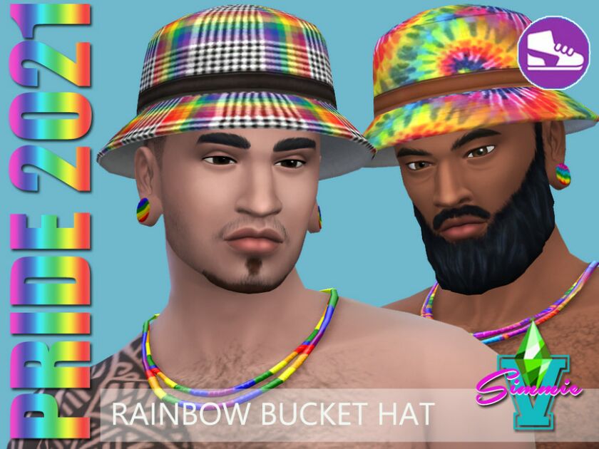 Simmiev Pride21 Rainbow Bucket HAT By Simmiev Sims 4 CC Download