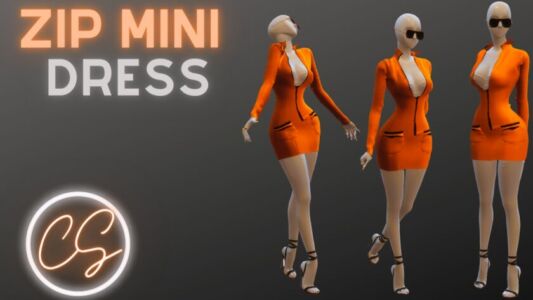 ZIP Mini Dress Sims 4 CC Download