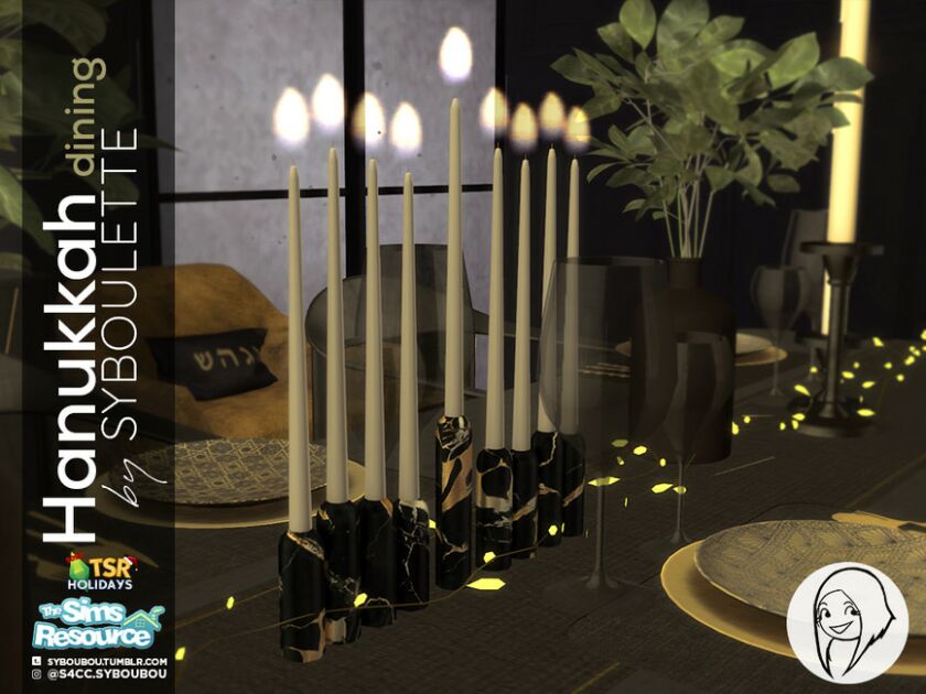 Holiday Wonderland – Hanukkah Dining SET By Syboubou Sims 4 CC Download