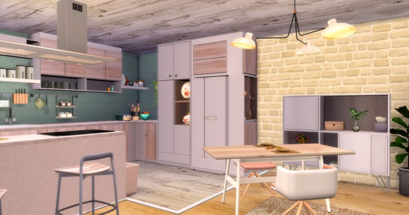 Cedrusy Kitchen by Syloesy Sims 4 CC Download