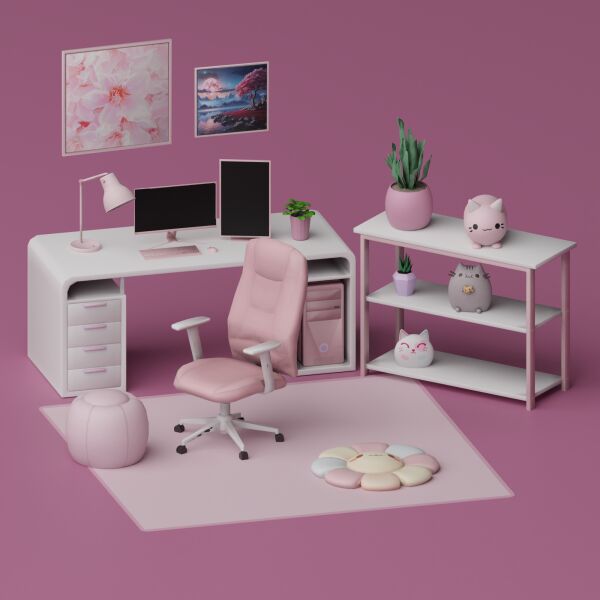 Cheeky Pink Workstation SET Sims 4 CC Download