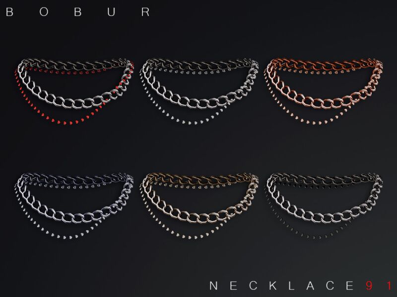 Double Chain Necklace By Bobur2 Sims 4 CC Download