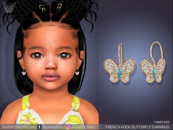Stylish French Hook Butterfly Earrings for Toddlers Sims 4 CC Download