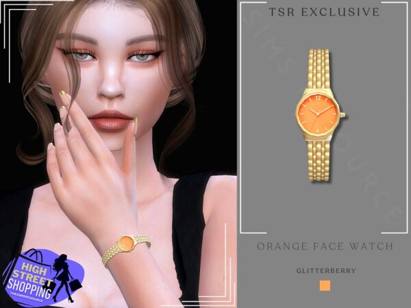 Stylish Orange Face Watch by Glitterberryfly Sims 4 CC Download