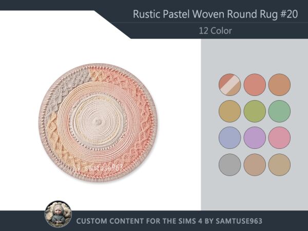 Rustic Pastel Woven Round Dance Rug Sims 4 CC Download