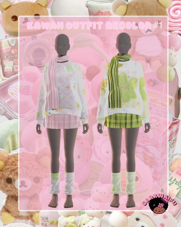 Kawaii Outfit Recolor Pack #1 Sims 4 CC Download