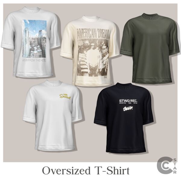 Stylish Male Oversized T-Shirt Sims 4 CC Download