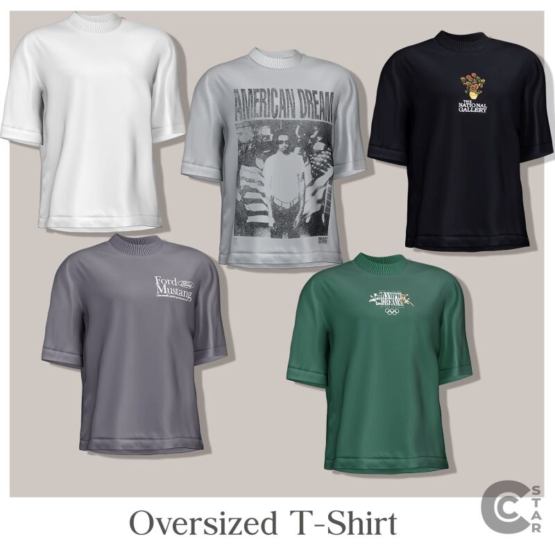Stylish Male Oversized T-Shirt Sims 4 CC Download