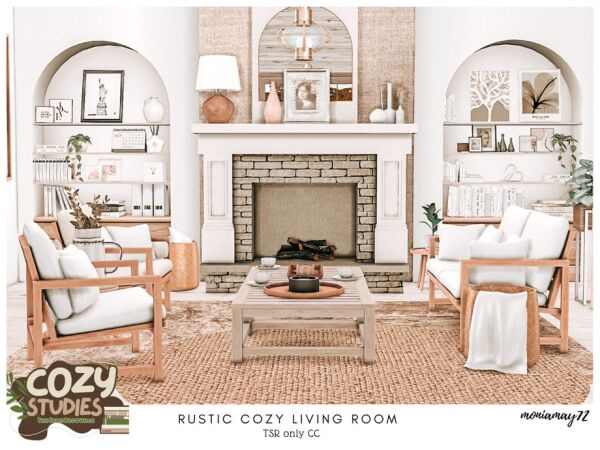 Rustic Cozy Living Room CC Sims 4 CC Download