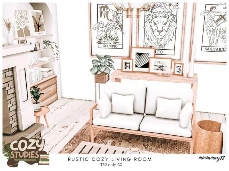 Rustic Cozy Living Room CC Sims 4 CC Download