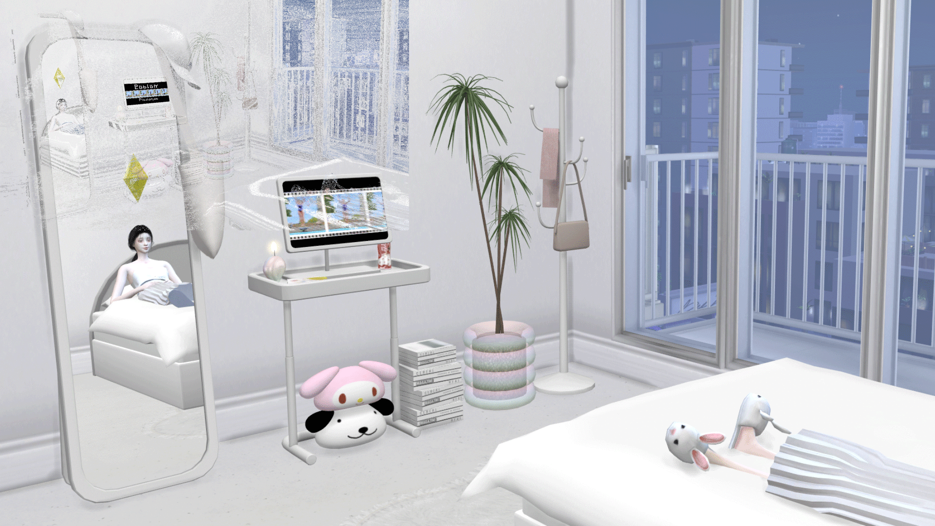 Stylish TV on the Table Sims 4 CC Download