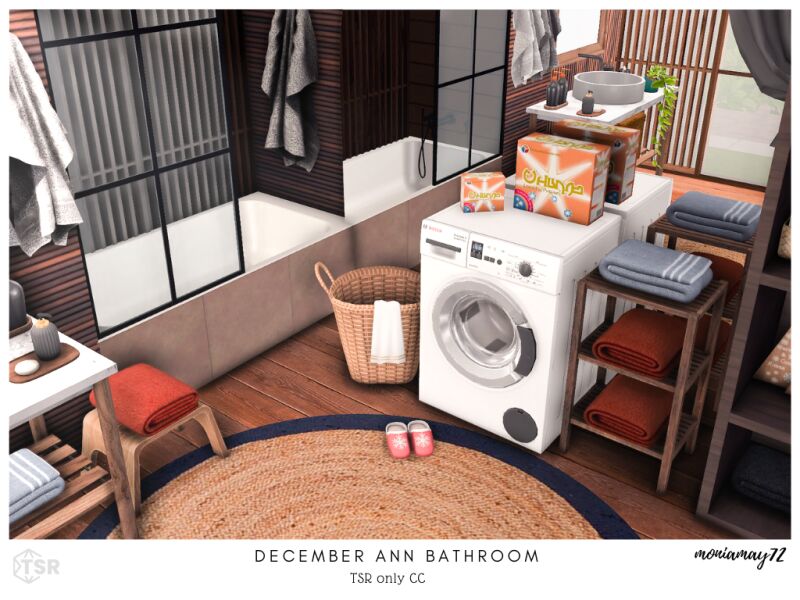 Modern Brown Bathroom Design Sims 4 CC Download