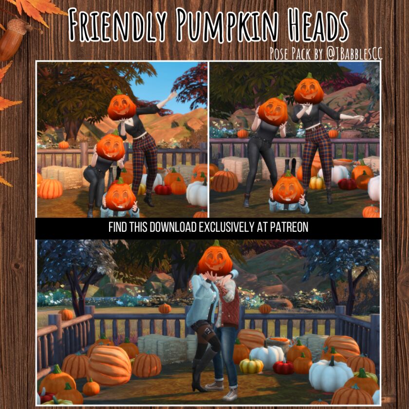 Friendly Pumpkin Heads Bite-Sized Pose Pack OUT Now! Sims 4 CC Download