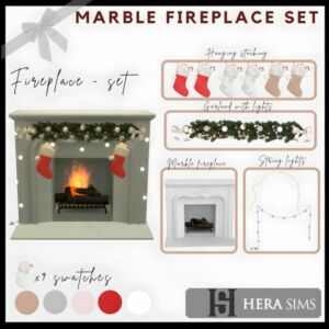 Elegant Marble Fireplace Set Sims 4 CC Download