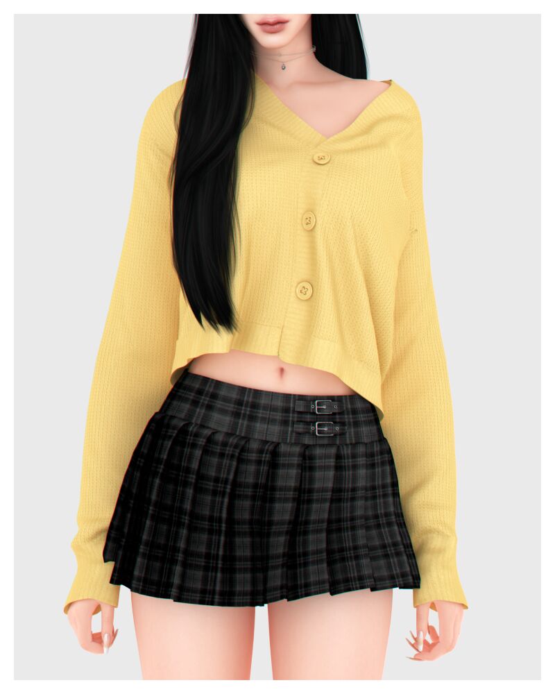 Stylish Off Shoulder Knitted Cardigan Sims 4 CC Download