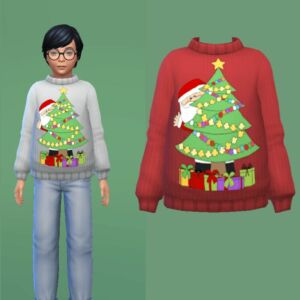 Santa's Watching Boy's Sweater Sims 4 CC Download