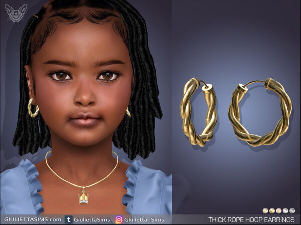 Thick Rope Hoop Earrings For Kids Sims 4 CC Download