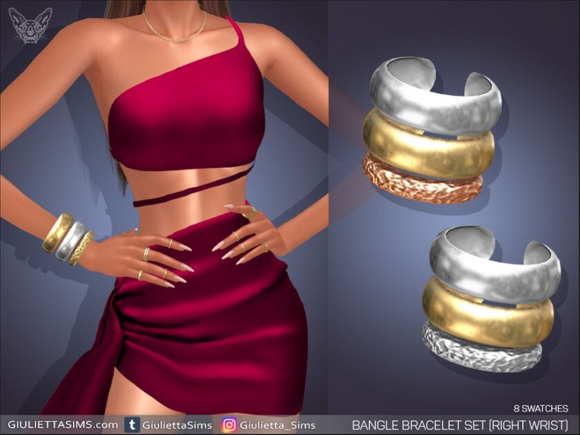 Stylish Bangle Bracelet Set for Your Right Wrist Sims 4 CC Download