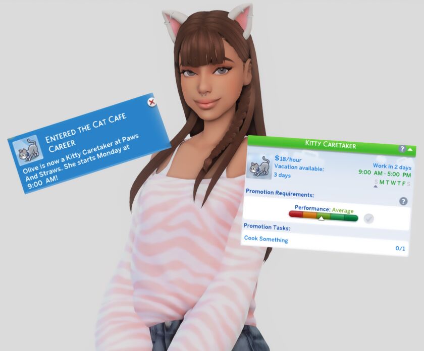 Work at a Cat Cafe! Sims 4 CC Download
