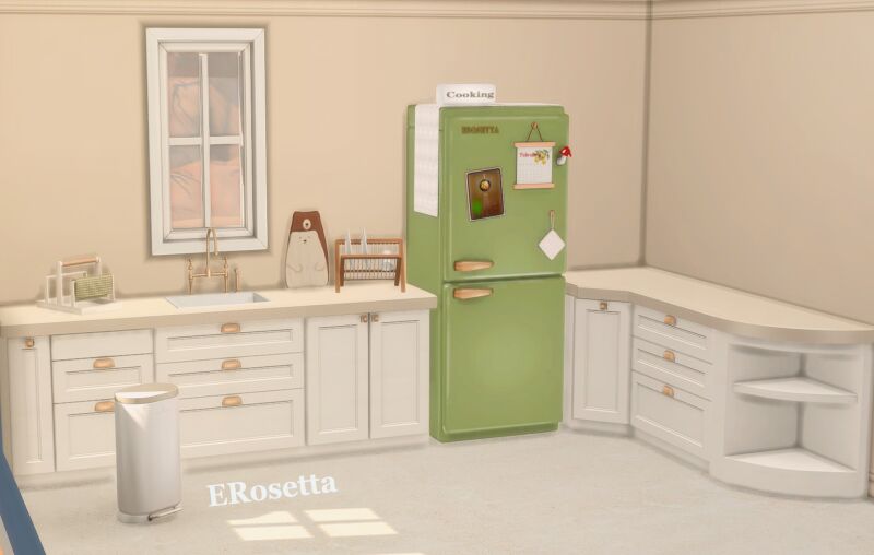 Creamy Vintage Kitchen Set Sims 4 CC Download