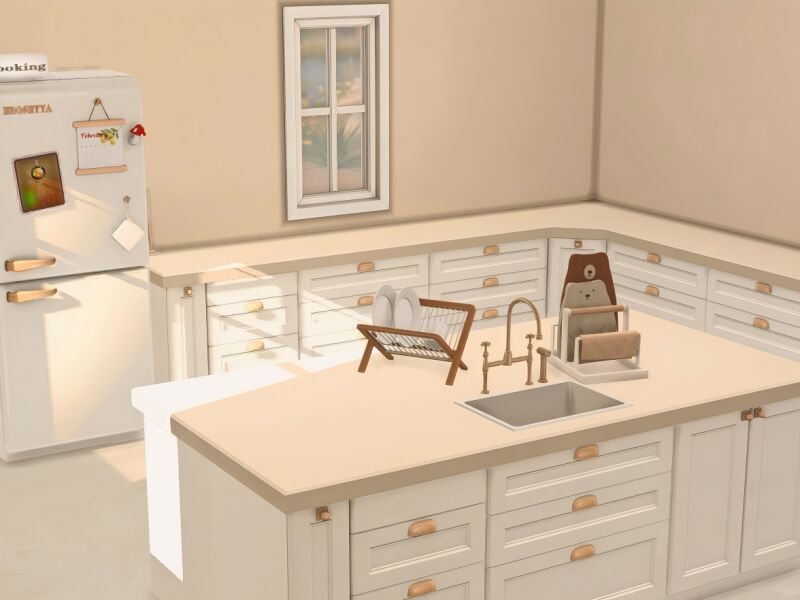 Creamy Vintage Kitchen Set Sims 4 CC Download