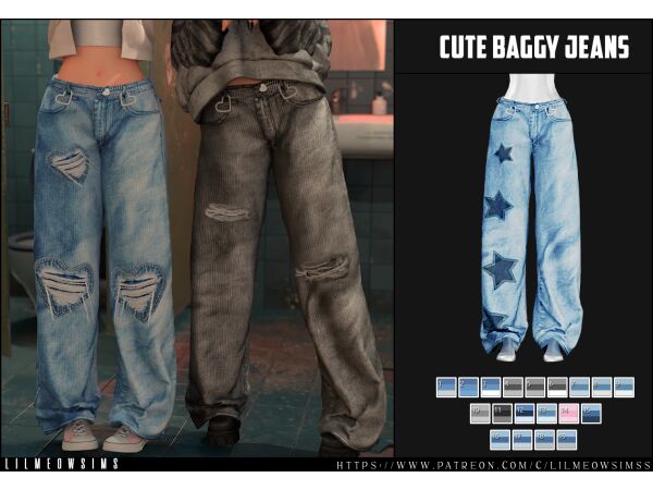 Cute Baggy Jeans by Lilmeowsimss Sims 4 CC Download