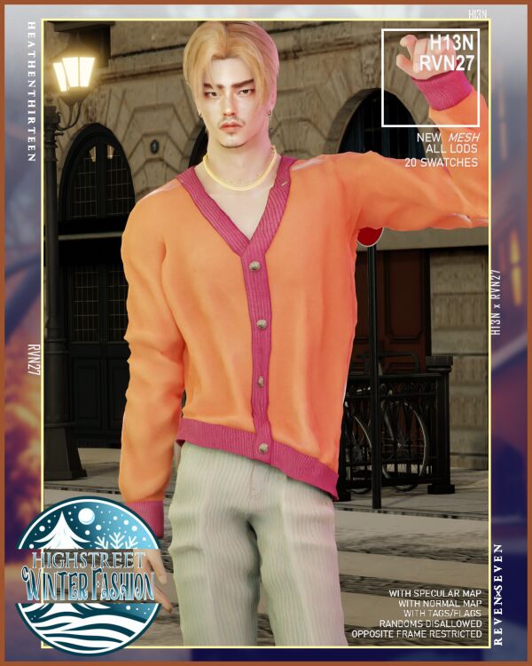 Stylish Deep Vneck Button Up Cardigan Sims 4 CC Download