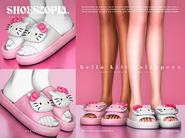 Adorable Hello Kitty Slippers for Sims 4 Sims 4 CC Download