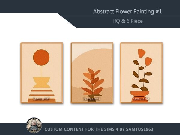 Stunning HQ Abstract Flower Painting for Your Space Sims 4 CC Download